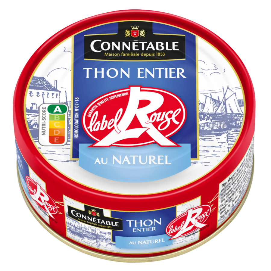 Thon albacore entier Label Rouge, au naturel - Connétable